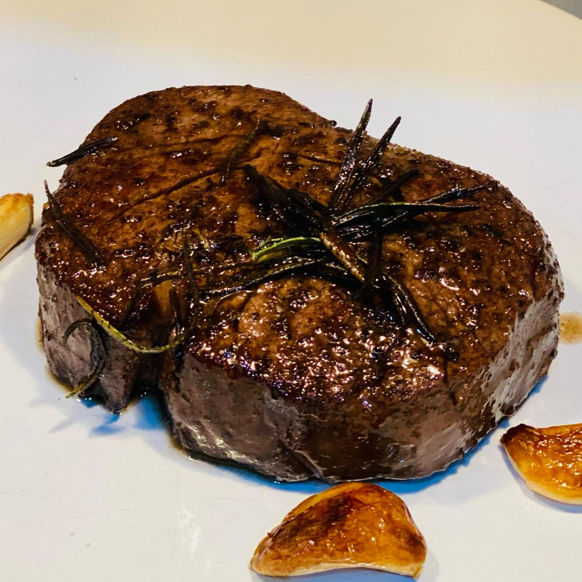 Sous Vide Medium Rare Eye Fillet with Garlic and Rosemary